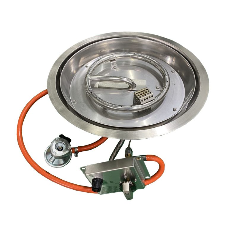 Round Outdoor Gas Fire Pit Burner Kit with Double Layer Pan