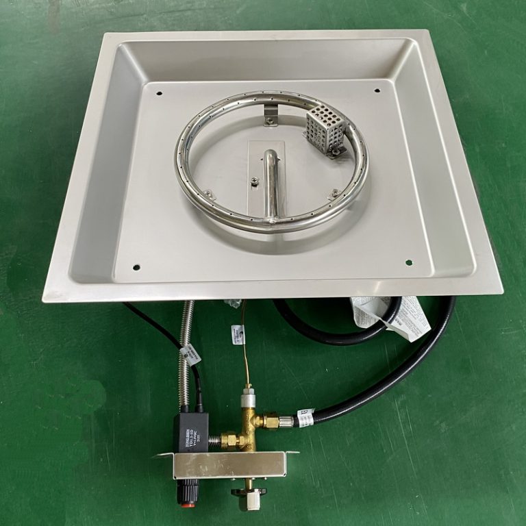 Natural Gas Fire Pit Burner Kit - 480mm Square Pan & Single Ring