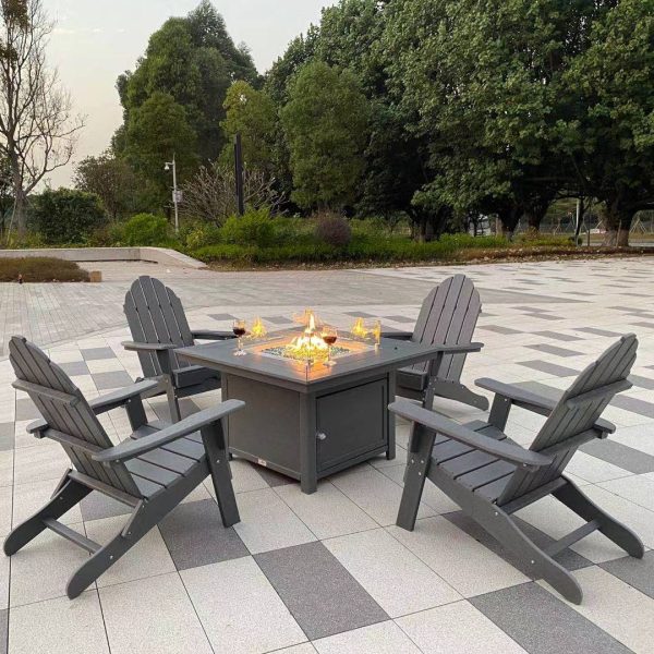 5 Piece HDPE Patio Fire Pit Dining Set - Wonderfires